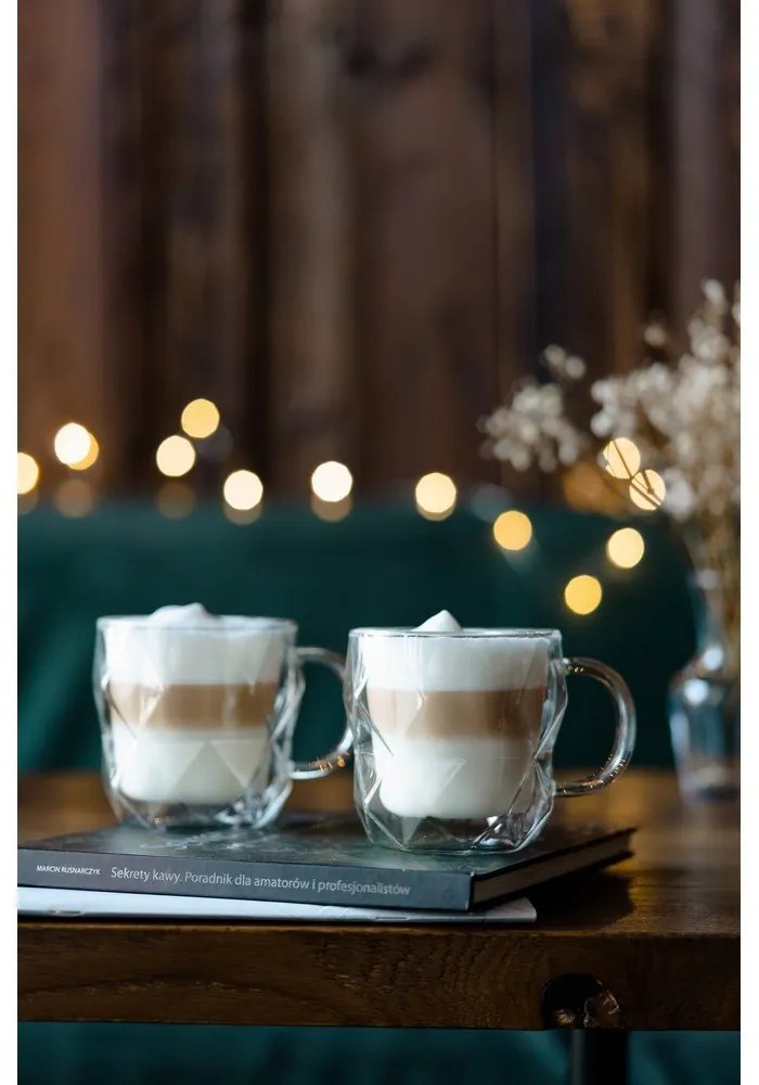 Skleněné hrnky v sadě 2 ks na cappuccino/dvoustěnné 330 ml Geo – Vialli Design