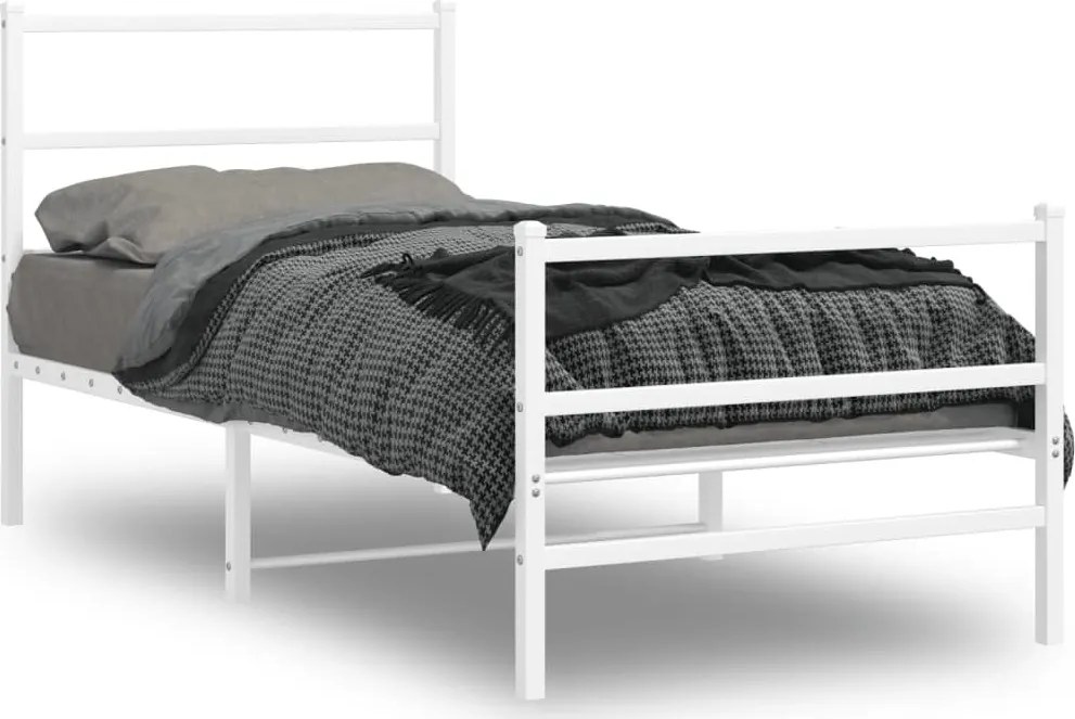 vidaXL Kovový rám postele s hlavovým a nožním čelem 90 x 200 cm [355376] Barva: Černá