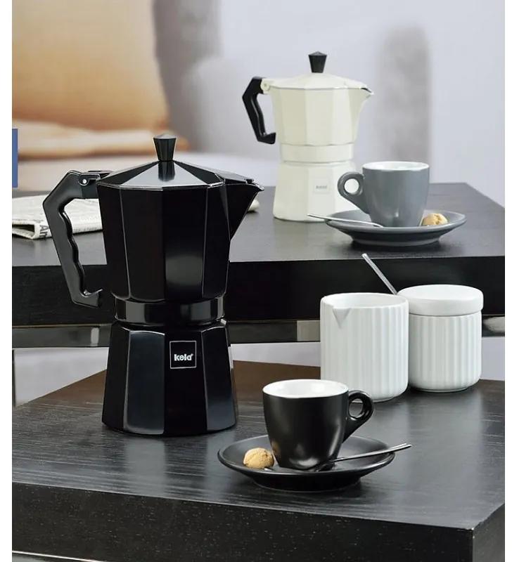 KELA Hrnek na espresso s podšálkem sada 4 ks MATTIA černá KL-12750