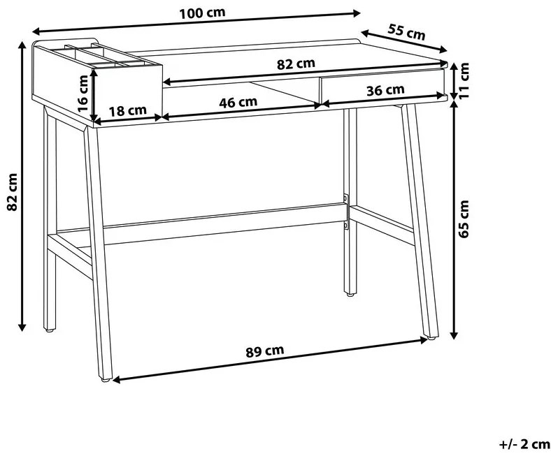 Psací stůl 100 x 55 cm bílý/přírodní PARAMARIBO Beliani