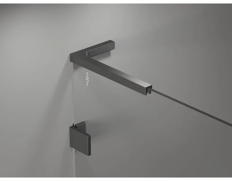 Mexen, Mexen Lunar L sprchová stěna levá 100 x 200 cm, průhledná 8 mm, pistolový kov - 830L-100-000-95-00-L