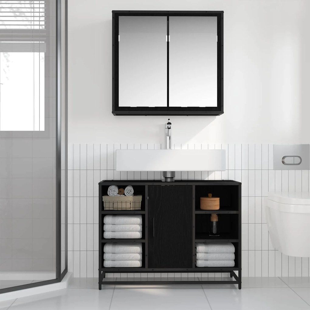 Sada koupelnového nábytku 2 ks Černý dub 80 x 33 x 60 cm 3402461
