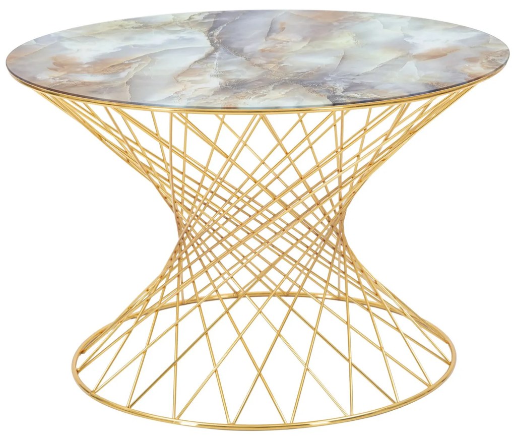 Zlatý kulatý konferenční stolek Toloba, 70x46 cm