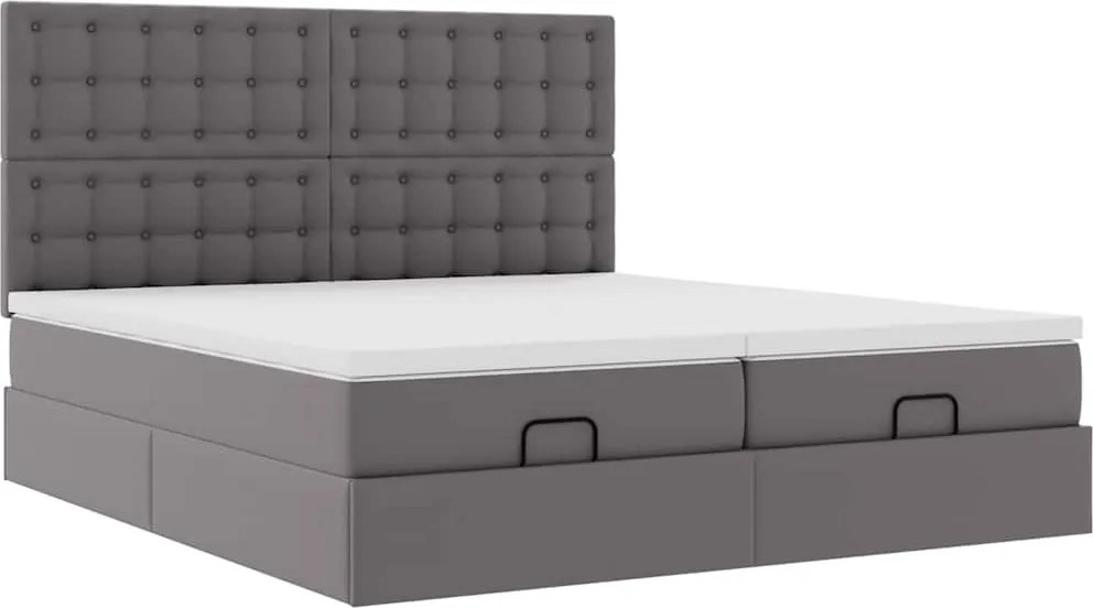 Osmanský rám postele s matrací šedá 200x200cm umělá kůže 3313662