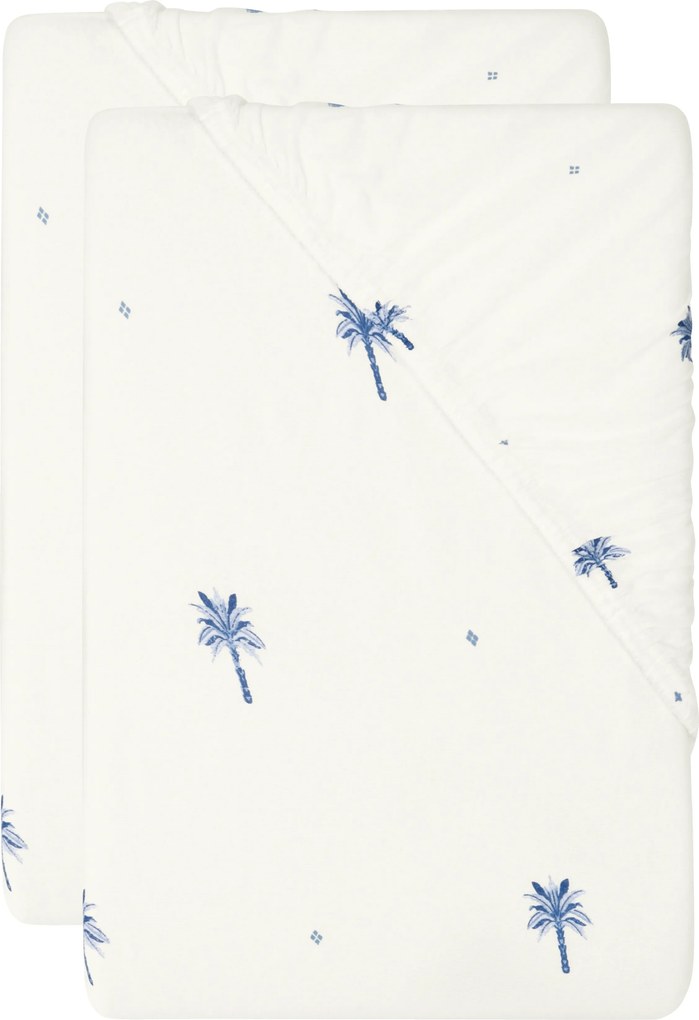 Livarno® Sada žerzejových napínacích prostěradel, 90–100 x 200 cm, 2dílná, palmy