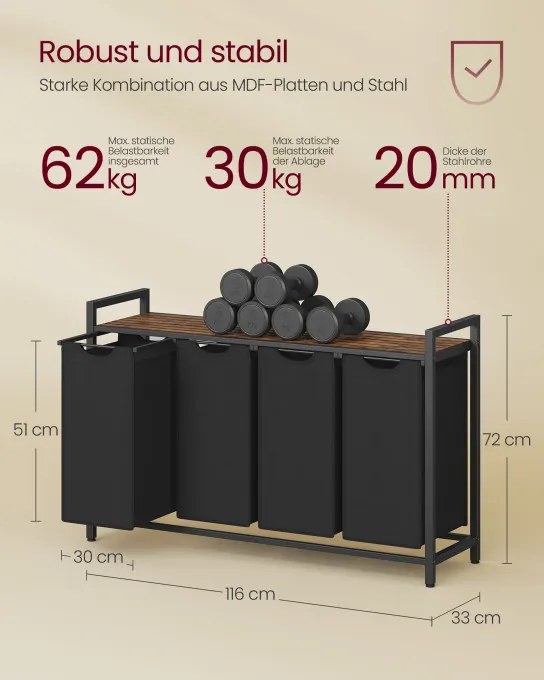 Prádelní koš se 4 přihrádkami BLH401B01