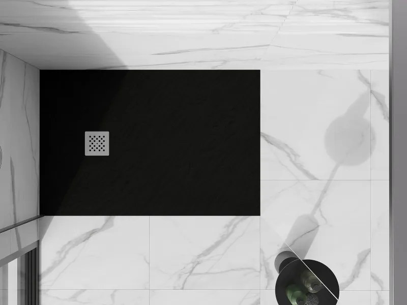 Mexen Stone+, obdélníková vanička z minerálního kompozitu 120 x 70 cm, černá matná, 44707012