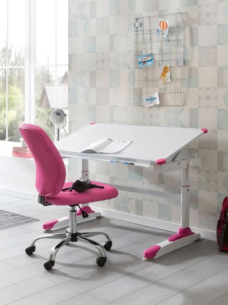 Bruxxi Pracovní stůl Alia, 119 cm, bílá / růžová