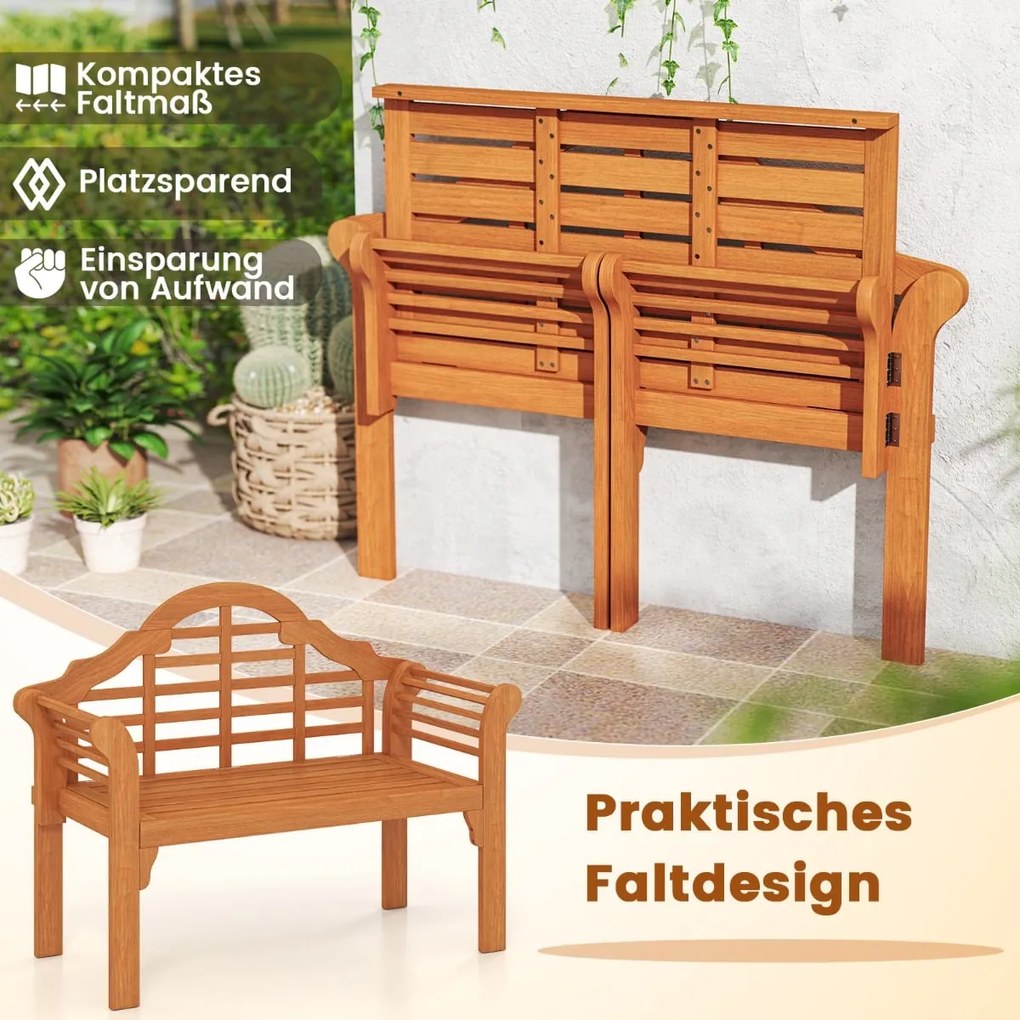 Costway Zahradní lavice skládací dřevěná pro venkovní použití – 123 × 54 × 96 cm