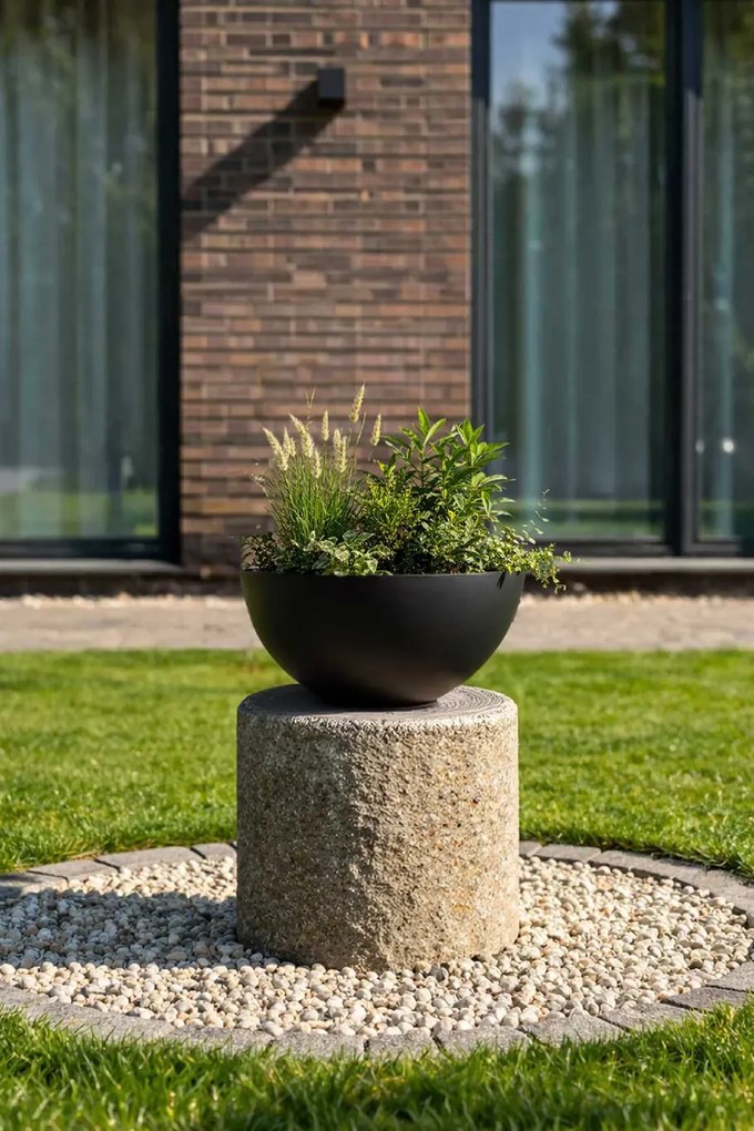 Mísa na květiny CUENCO, sklolaminát, výška 18 cm, antracit