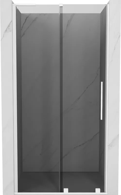 Mexen Velar L, posuvné sprchové dveře do otvoru 90 cm, 8mm šedé sklo, bílá matná, 871-090-003-41-20