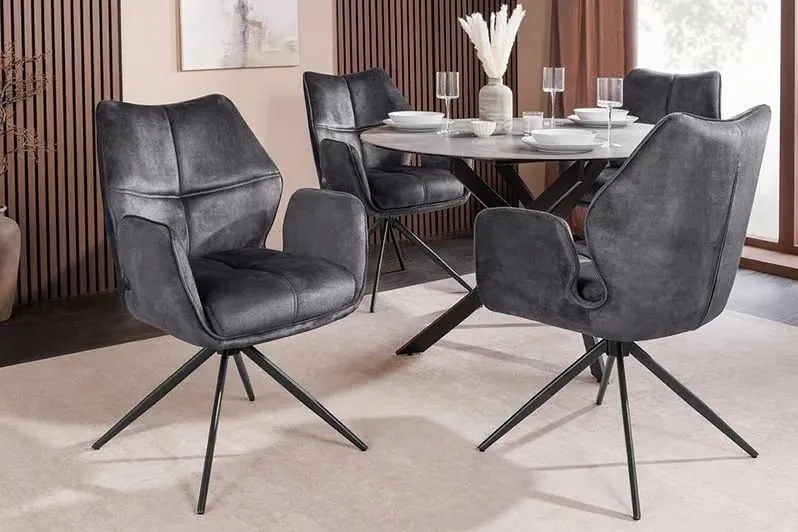 Designová otočná židle Kody tmavě šedý samet