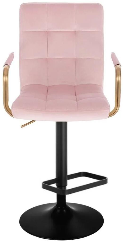 LuxuryForm Barová židle VERONA GOLD VELUR na černém talíři - růžová