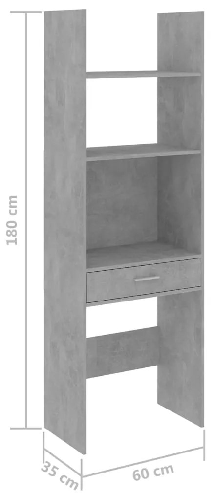 Knihovna Enerall - 60x35x180 cm - dřevotříska |betonově šedá