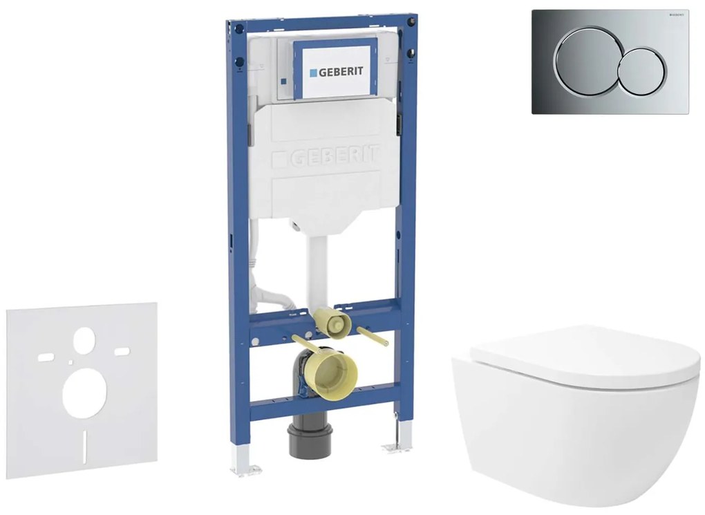 Geberit Duofix - Set předstěnové instalace, klozetu Oudee Vortex a sedátka softclose, tlačítko Sigma01, lesklý chrom SANI11CA1146B