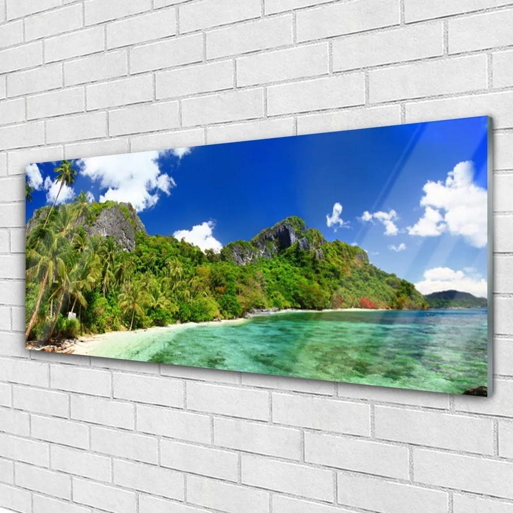 akrylový obraz Pláž Hory Krajina 125x50 cm