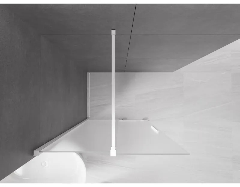Mexen Velar, sprchová zástěna s posuvnými dveřmi Walk-in 80 x 200 cm, 8mm sklo námraza, bílá matná, 871-080-000-33-20