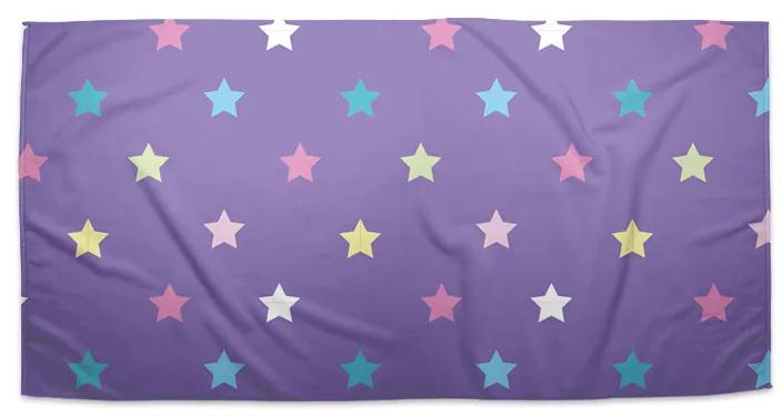 Ručník SABLIO - Hvězdy na fialové 50x100 cm