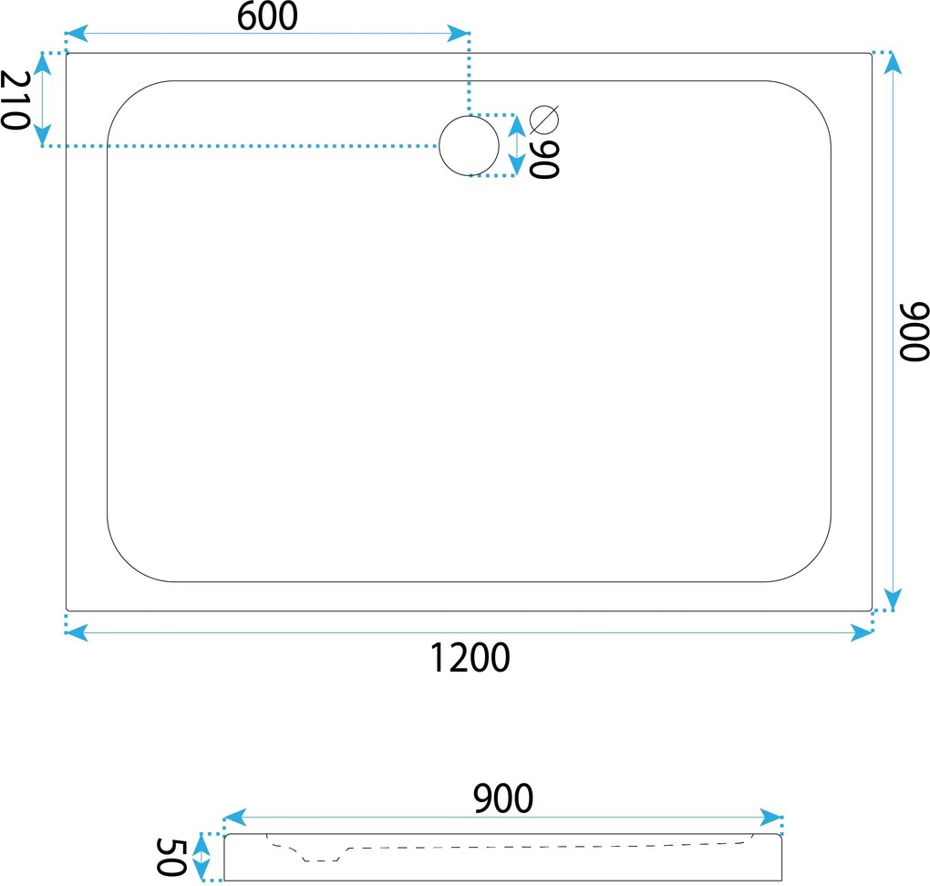 Rea Belmond, akrylová sprchová vanička 120x90x5 cm, bílá lesklá, REA-K4373
