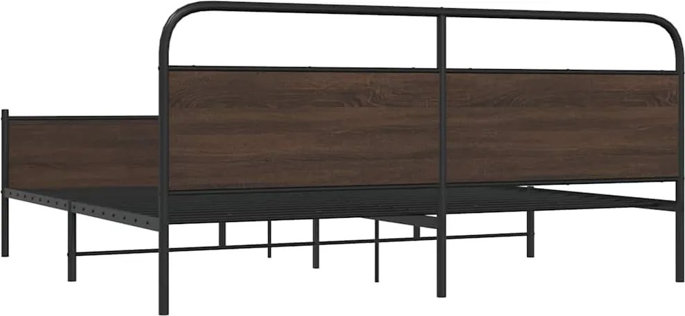 Kovový rám postele bez matrace hnědý dub 183 x 213 cm 3318711