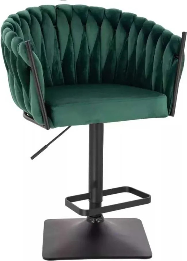 LuxuryForm DESIGN Barová židle NORDEN VELUR na černé hranaté podstavě - zelená