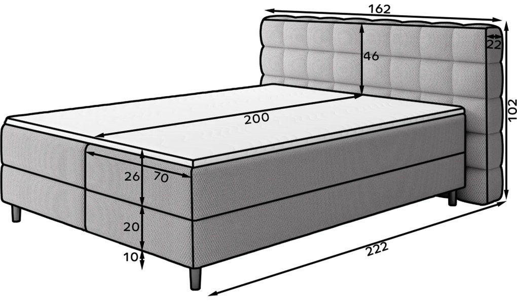 Eltap Čalouněná postel Camma s úložným prostorem Materiál a barva potahu: Lukso 10 - černá, Rozměr: 140x200
