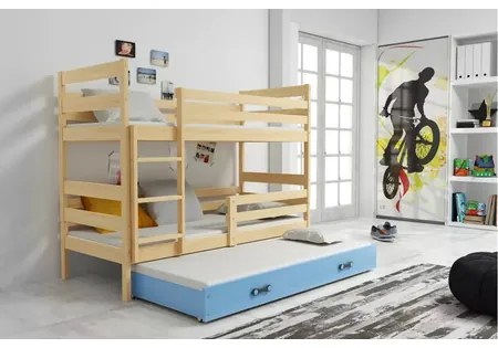 Dětská patrová postel ERYK s výsuvným lůžkem 80x190 cm - borovice Bílá