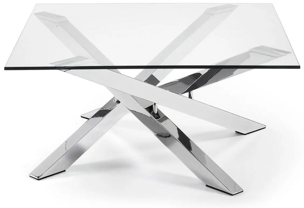 Skleněný konferenční stolek Kave Home Kamido 90 x 90 cm s kovovou podnoží
