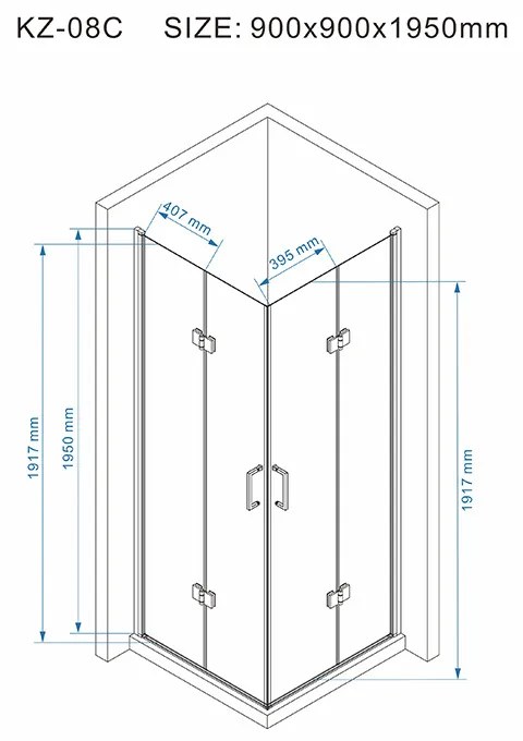 BPS-koupelny Čtvercový sprchový kout HYD-SK08B 90x90 chrom/transparent