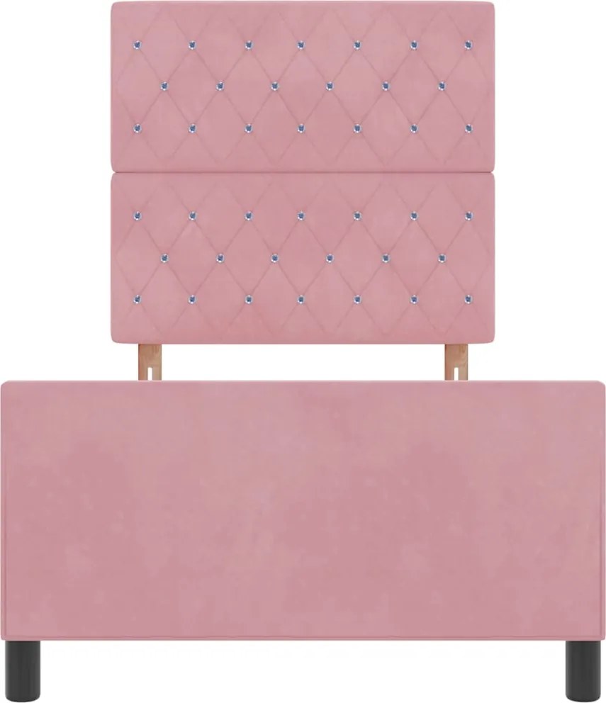 Postel s boxspringem s čelo Růžová 90 x 190 cm samet 3344848