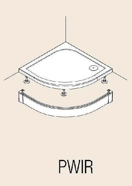 RONAL Marblemate - Hliníkový přední panel pro čtvrtkruhovou vaničku, šířka 1000 x 1000 mm, rádius 550 mm - vanička aluchrom PWIR5510050