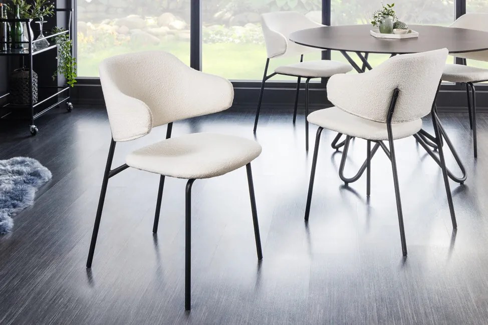 Designová jídelní židle Blois bílá bouclé