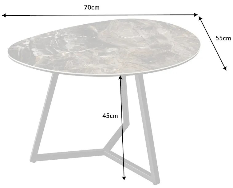 Keramický konferenční stolek Paquita 70 cm taupe mramor