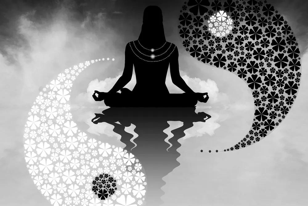 Obraz jin a jang jóga v černobílém provedení Varianta: 90x60