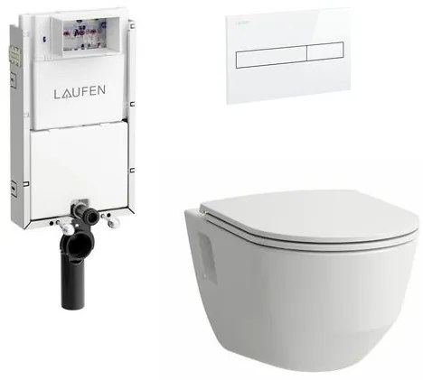 Laufen Set modulu pro zazdění, tlačítka a závěsného WC Rimless se sedátkem, bílá