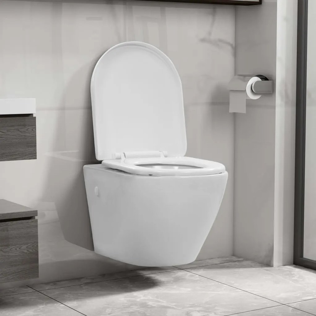 Závěsné WC bez okraje keramické bílé 145237