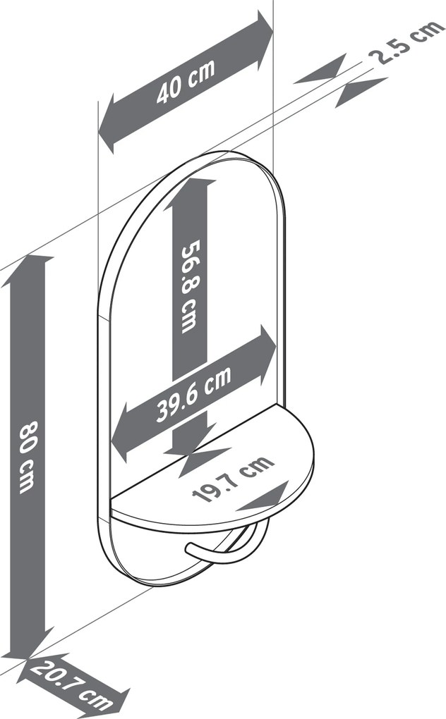 Tchibo - Nástěnné zrcadlo s policí a šatní tyčí - barva: bílá