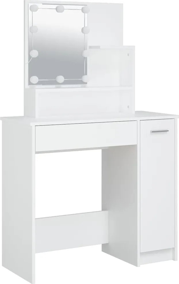 Toaletní stolek sada s LED bílý kompozitní dřevo 3114115
