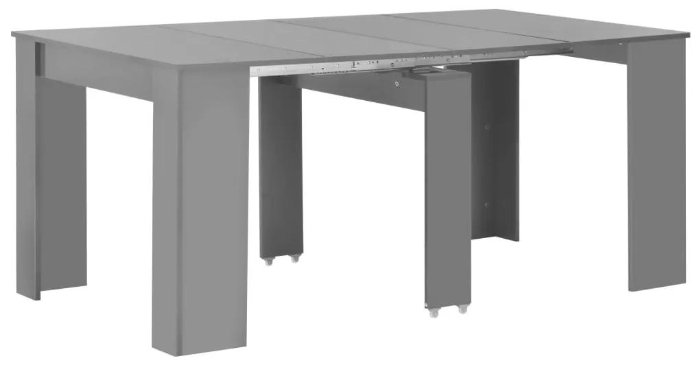Rozkládací jídelní stůl - šedý s vysokým leskem | 175x90x75 cm