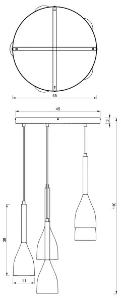 Lustr na lanku MUZA 5xE27/15W/230V černá/béžová/měděná/buk