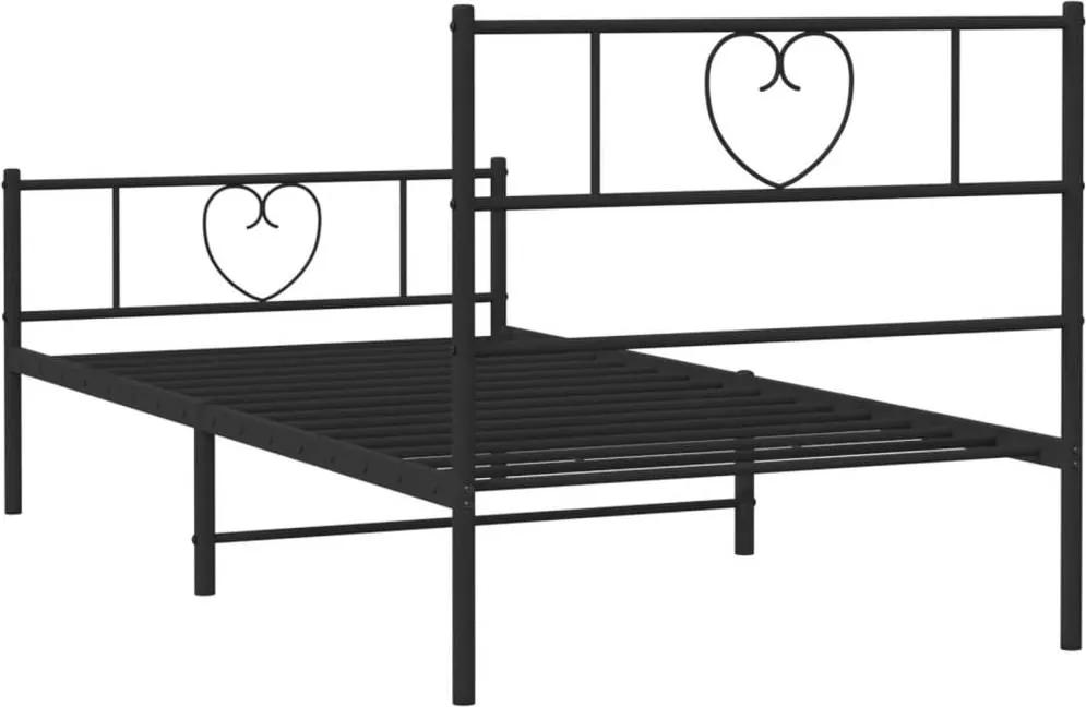 vidaXL Kovový rám postele s hlavovým a nožním čelem 107 x 203 cm [355477] Barva: Černá
