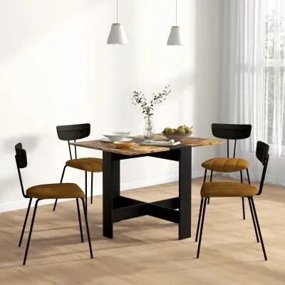 HOMCOM skládací jídelní stůl, skládací stůl s klapacími křídly pro malé prostory 103x76x73,5 cm, černá a rustikální hnědá
