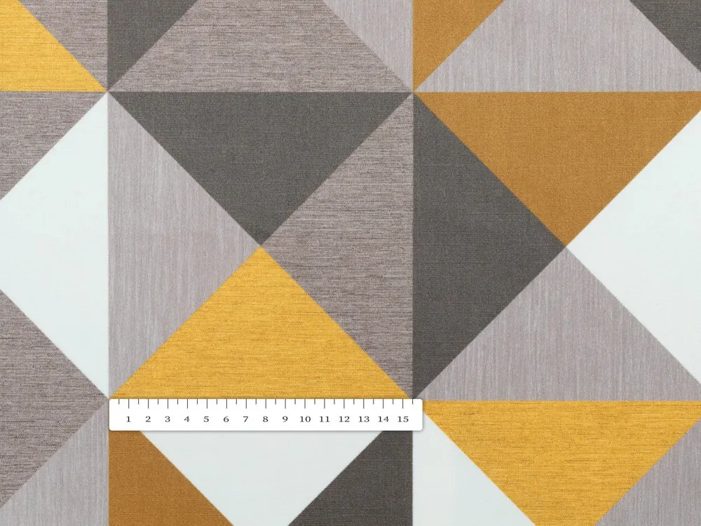 Biante Sametový povlak na polštář s lemem Tamara TMR-020 Žluto-šedé trojúhelníky 35 x 45 cm