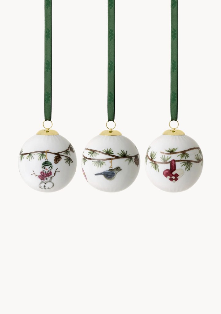 Sada vánočních ozdob z porcelánu Hammershøi, 3 díly