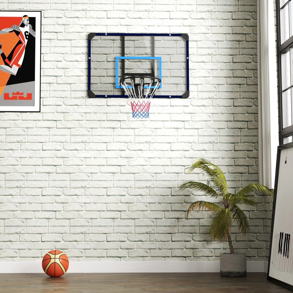 SPORTNOW nástěnný basketbalový koš Basketbalová deska s košem a sítí pro venkovní použití, ocel, 113 x 61 x 73 cm, ideální pro zahradu a hřiště