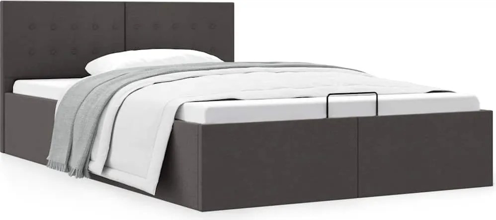 Rám postele s úložným prostorem tmavě šedý textil 140 x 200 cm 285573