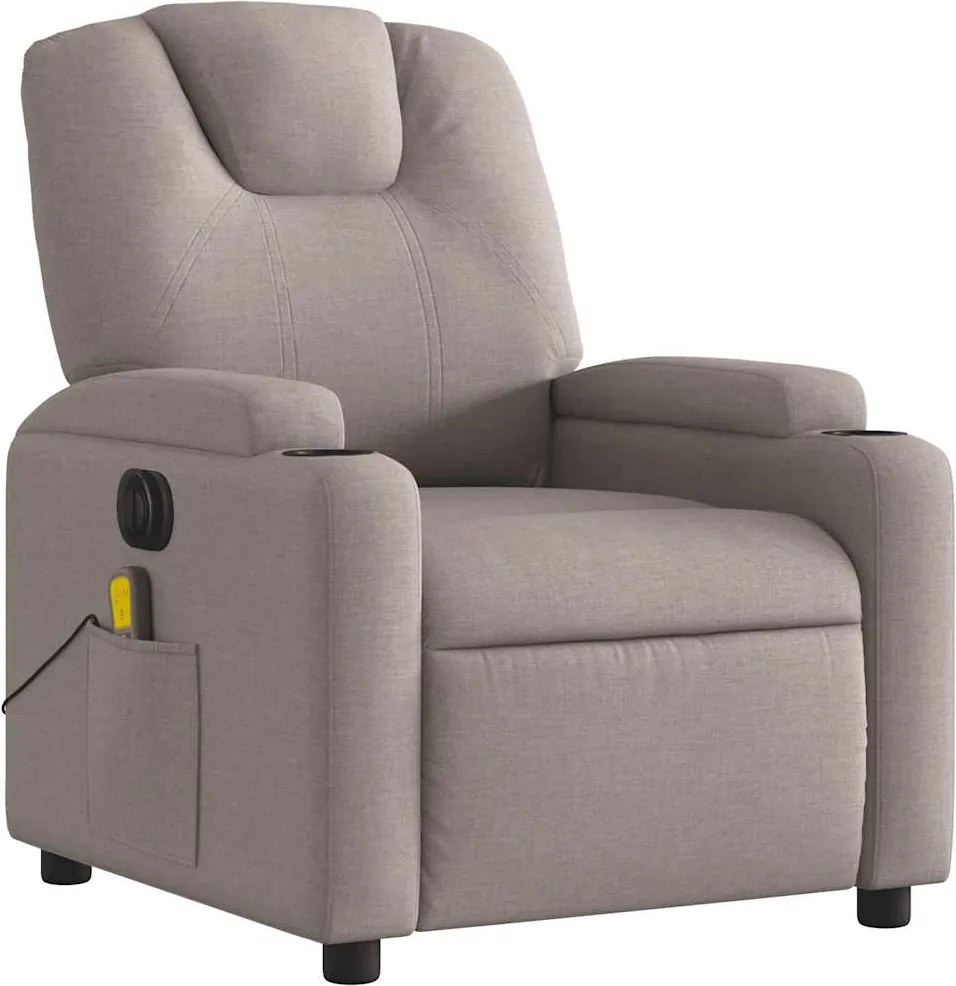 Elektrické masážní polohovací křeslo taupe textil 3204364