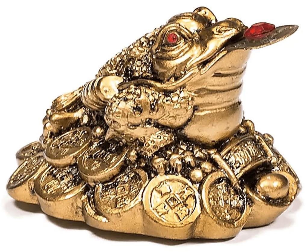 Milujeme Kameny Třínohá žába - soška Feng shui - zlatá barva