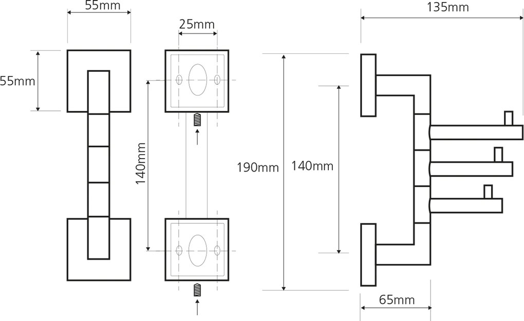 Sapho, X-SQUARE trojháček otočný, chrom, XQ204