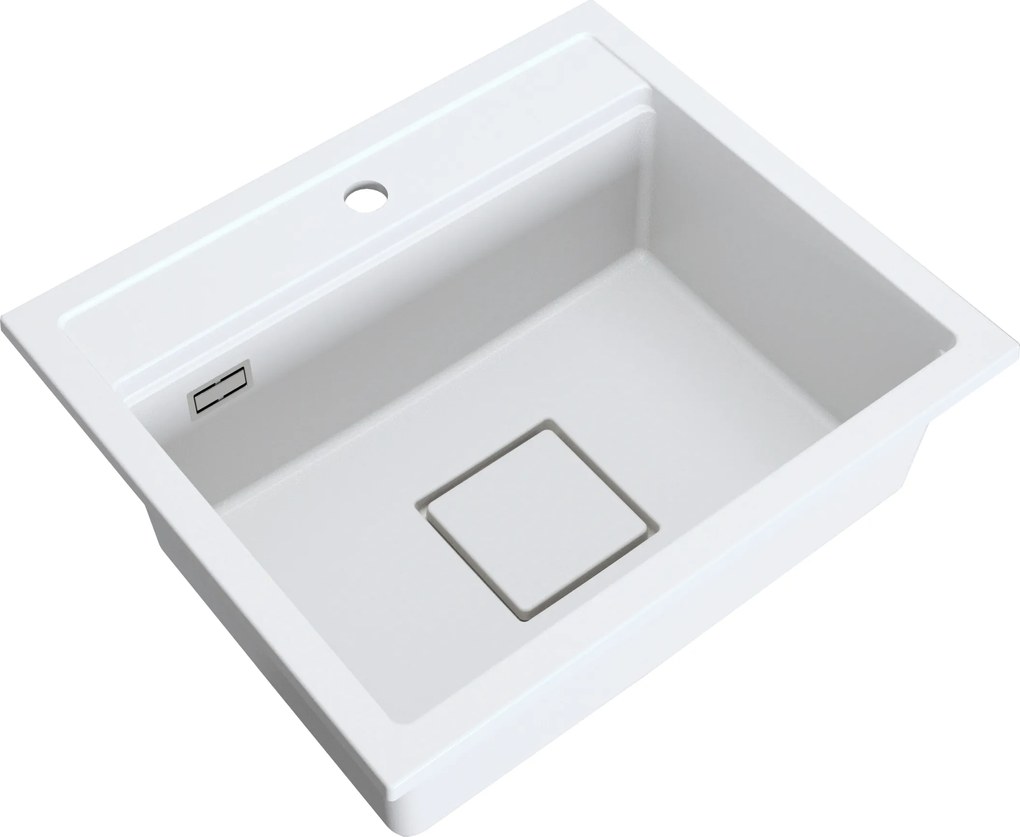 Gamma Quadro 5850, 1-komorový granitový dřez 580x495x220 mm, bílá, GMA-ZLE000234